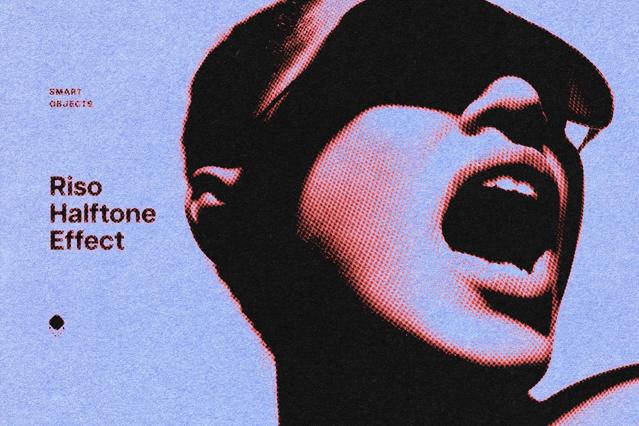 Vintage Riso Halftone Photo Effect