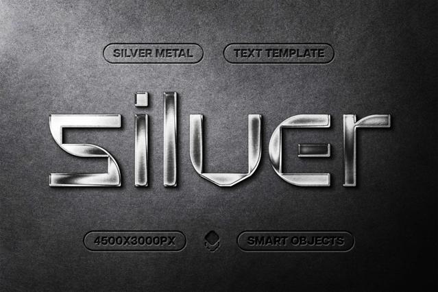 Realistic Silver Text & Logo Mockup