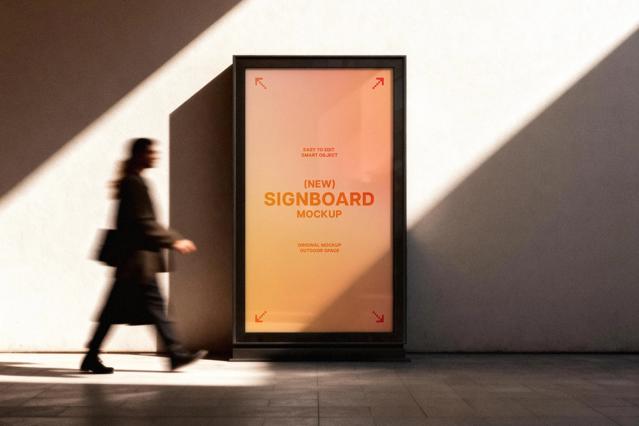 Outdoor Vertical Signboard Mockup