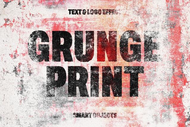 Grunge Print Text & Logo Effect