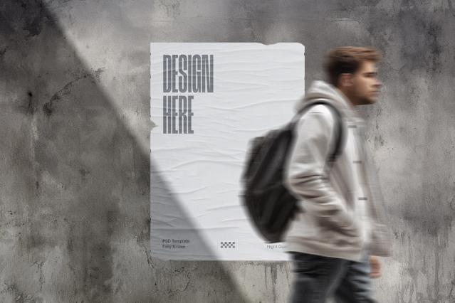 Weathered Concrete Wall Poster Mockup