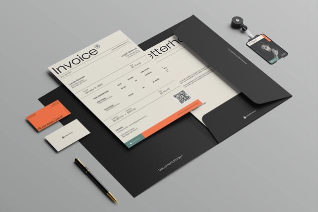 Document Folder ID Card with Pen Mockup Isometric