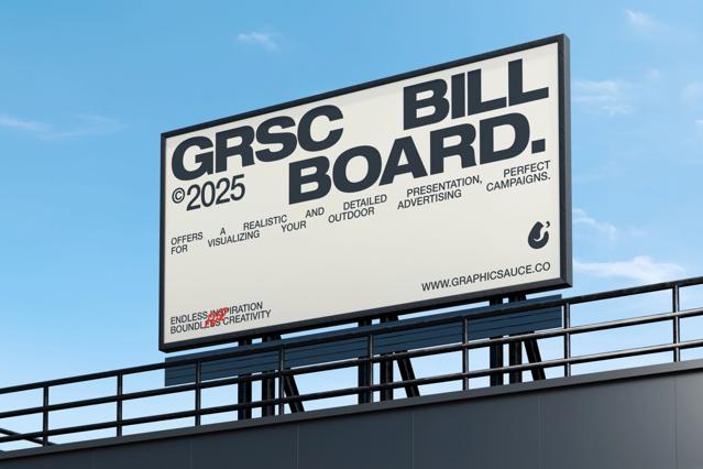 Building Billboard Mockup Low Angle View
