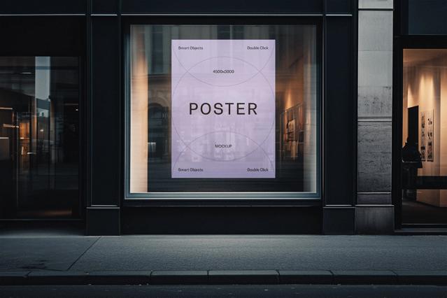 Shopfront Window Poster Mockup