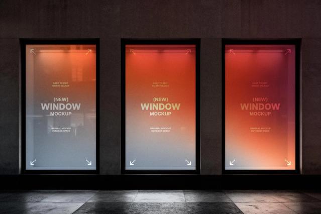 Glowing Storefront Windows Mockup