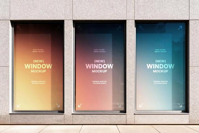 Vertical Storefront Windows Mockup
