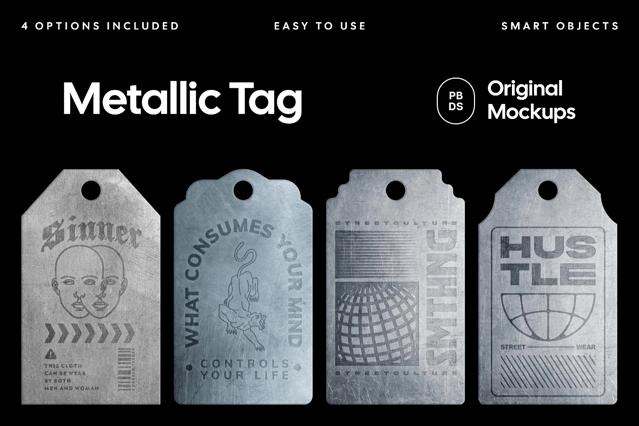 Metallic Tag Mockup