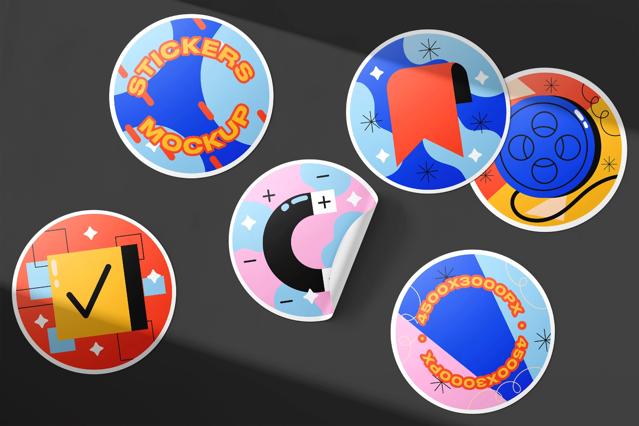 Download Circular Stickers Mockup