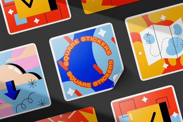 Download Glossy Stickers Layout Mockup