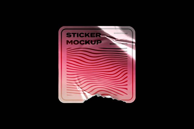 Ripped Laminated Sticker Mockup