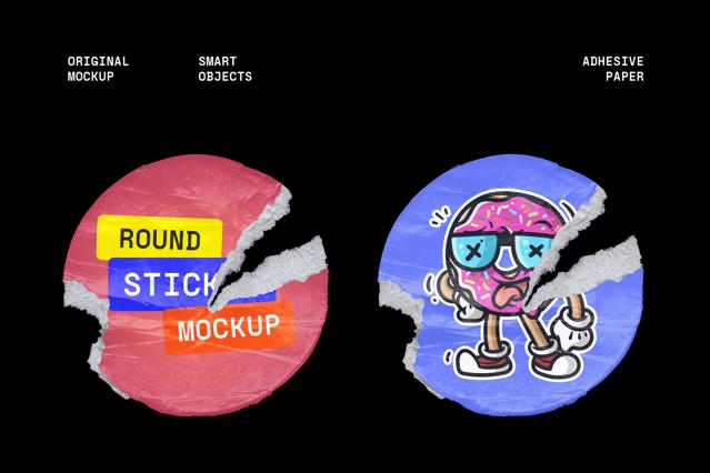 Ripped Round Sticker Mockup