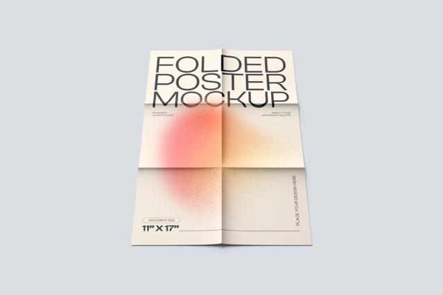 Folded Poster Mockup Low Angle View