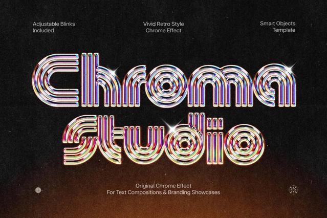 Vivid Retro Style Chrome Effect