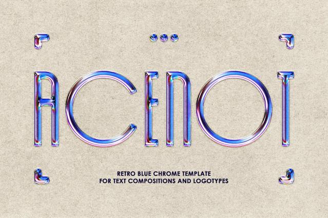 Retro Blue Chrome Text Effect
