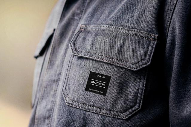 Download Denim Fabric Emblem Mockup