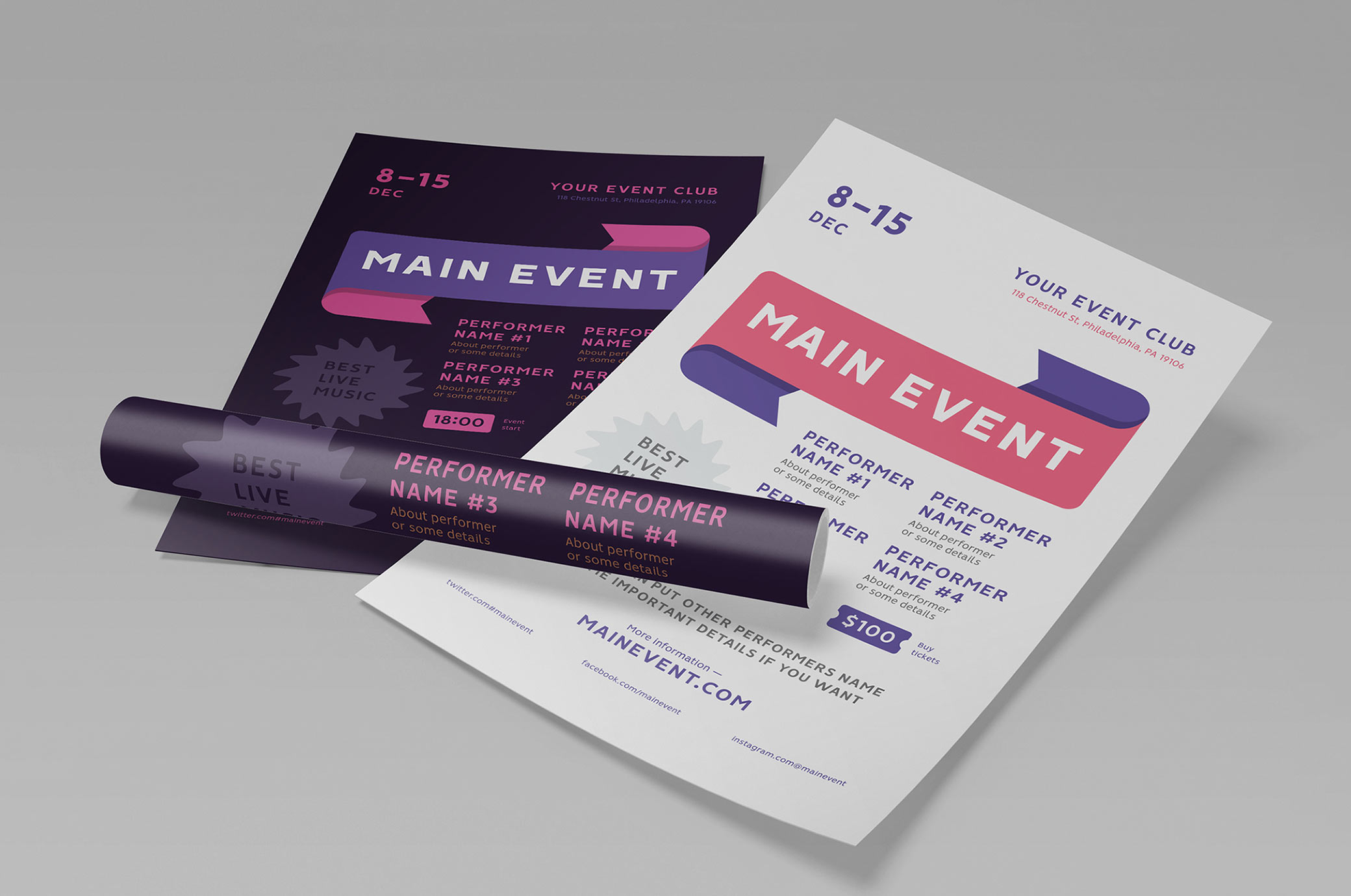 Multipurpose event poster PSD print template: free download