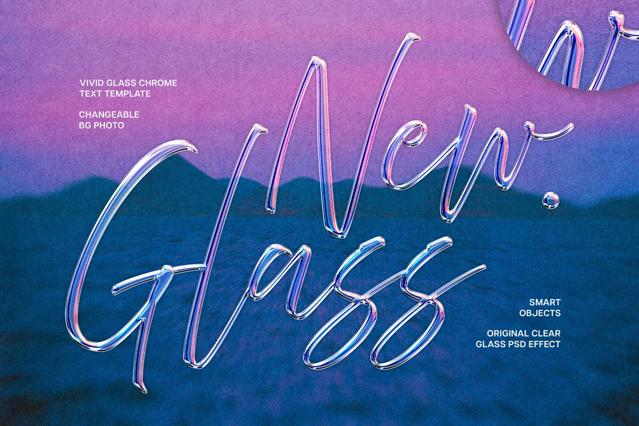 Clear Vivid Glass Chrome Text Effect