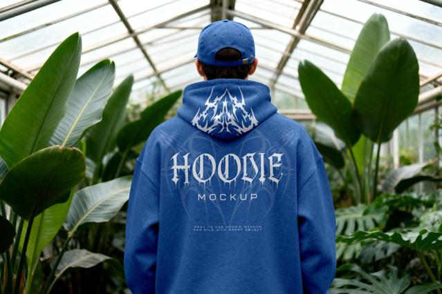 Download Botanic Back View Hoodie Mockup