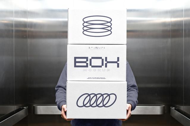 Delivery Box Mockup in Elevator