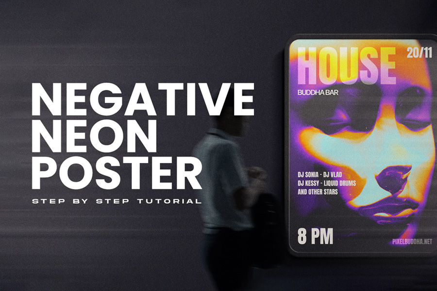 How to Create a Poster Design with Neon Negative Photo Effect
