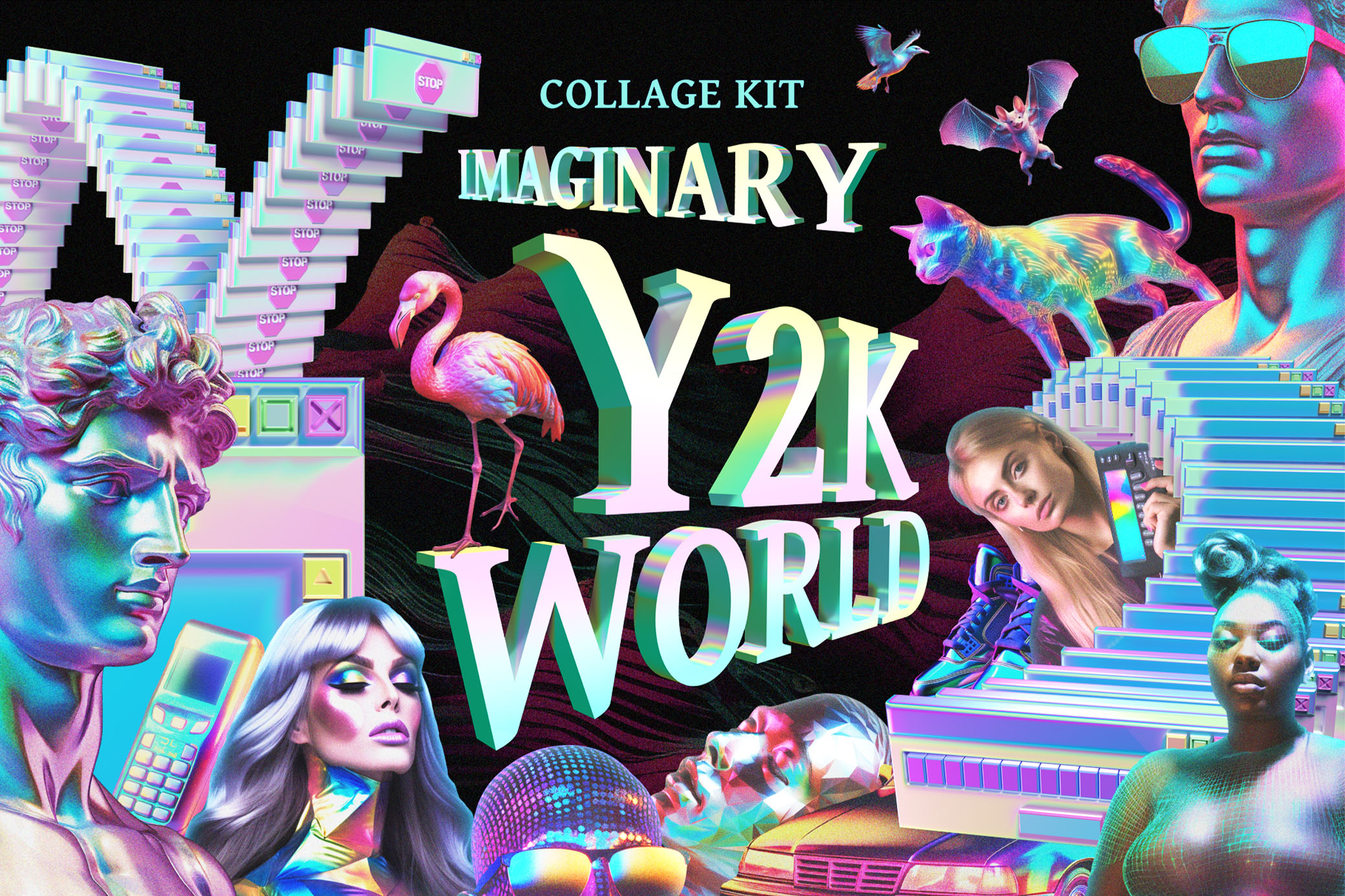 Imaginary Y2K World — Collage Kit
