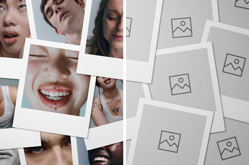 Scattered Polaroid Collage Mockup Scattered Polaroid Collage Mockup