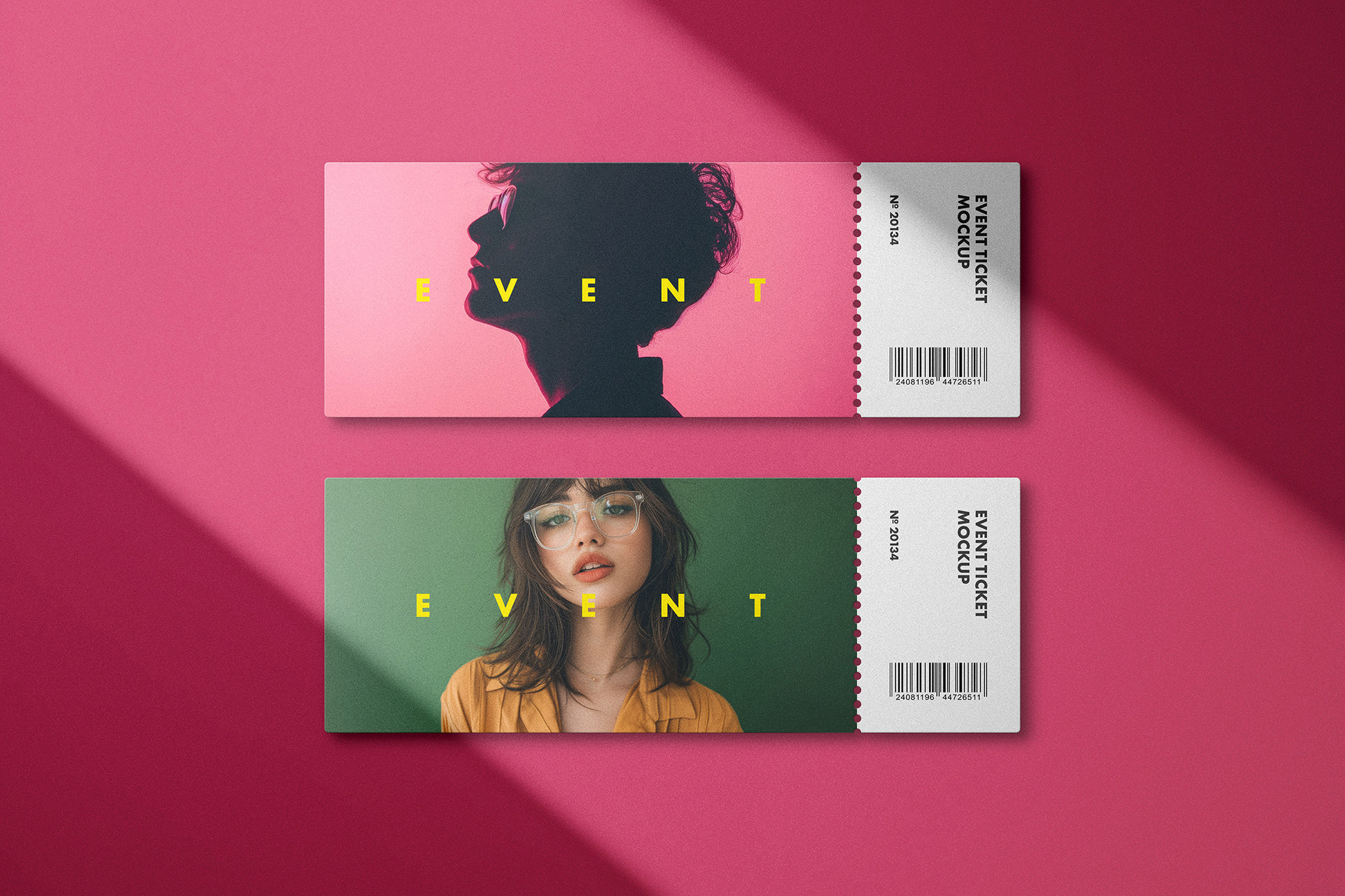 Download Event Ticket Mockups with Shadow Overlays