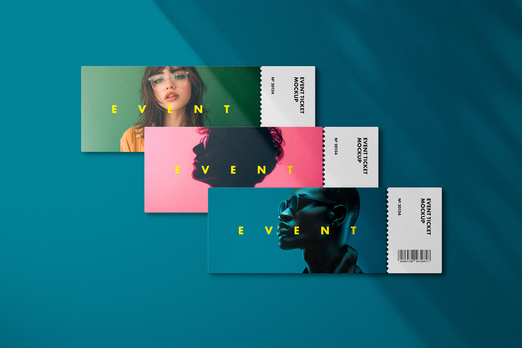 Download Event Ticket Mockups with Shadow Overlays