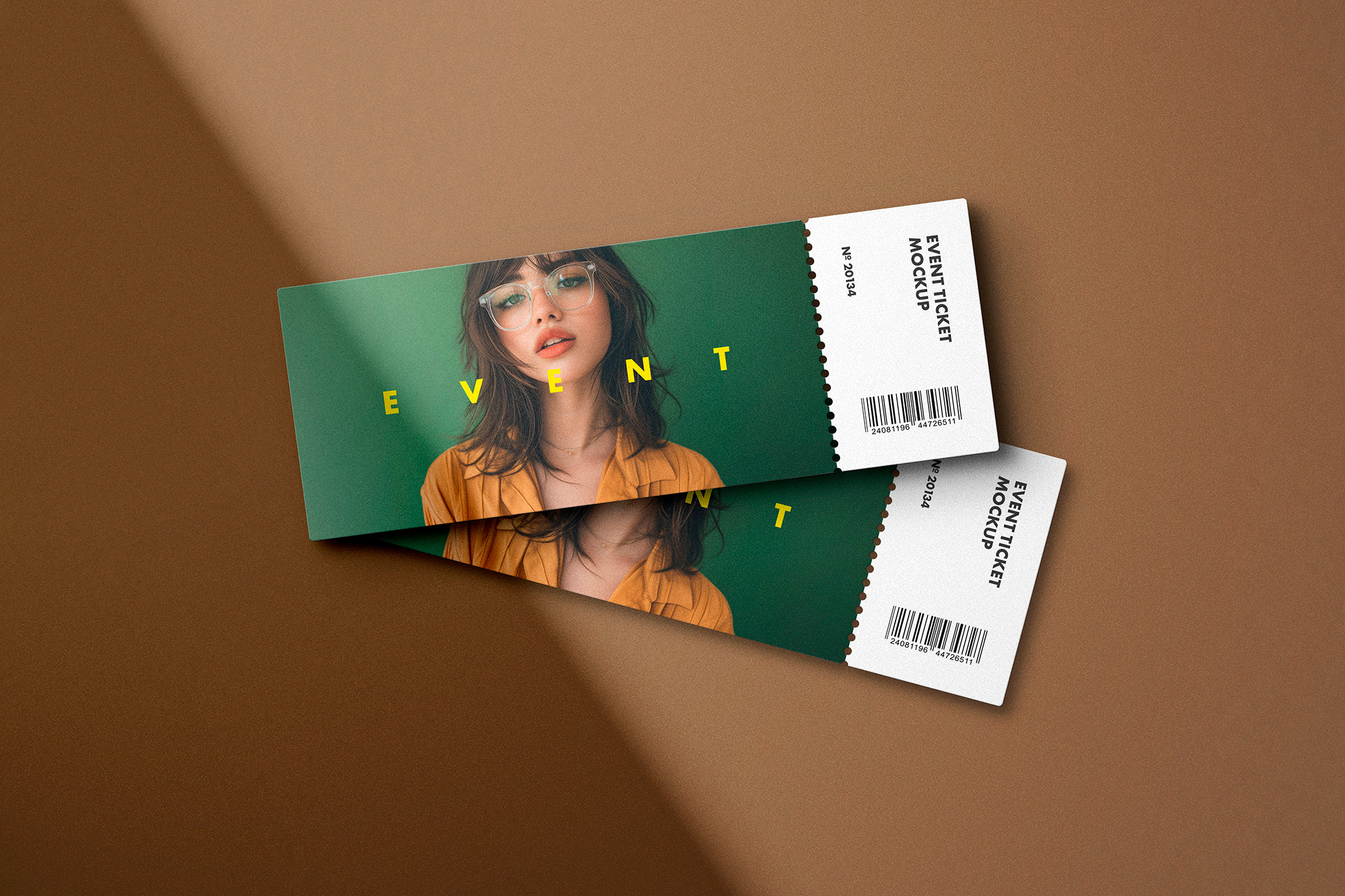 Download Event Ticket Mockups with Shadow Overlays