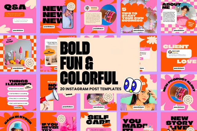 Download Bold Fun & Colorful Instagram Post Templates