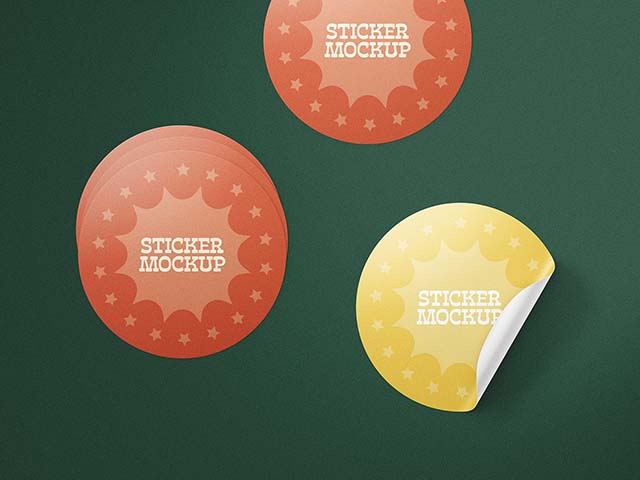 Download Round Stickers Mockup