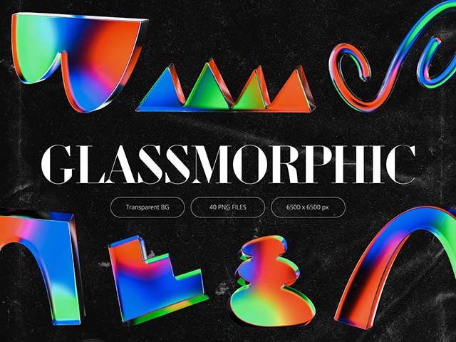Download 3D Glowy Glassmorphic Shapes