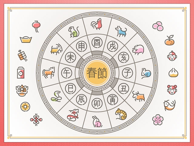 Chinese New Year line icon set: free download