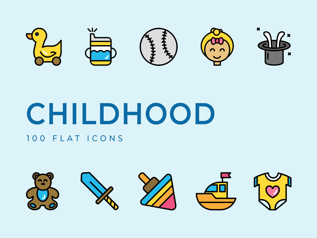 Download free Childhood flat icons set
