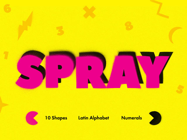 Free Spray graphics kit: shapes, alphabet, numerals