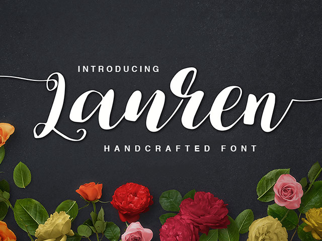 Lauren free modern calligraphic script font with Open Type