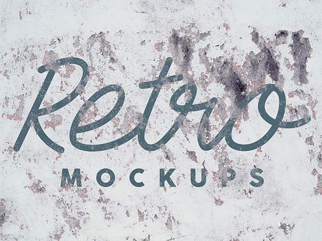 Free retro wall mockup — download PSD template