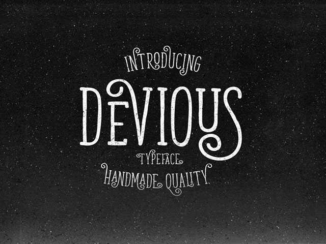 Devious free display font with OpenType features