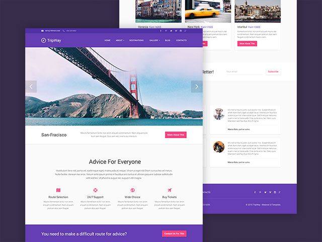 TripWay free page website — download PSD template