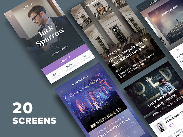 Ghost Ship free mobile UI kit — download PSD template