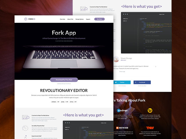 Forkio free one page website — download HTML template