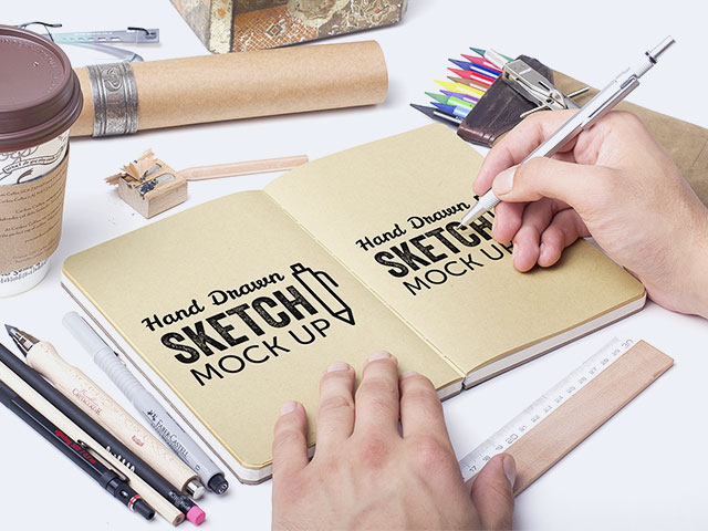 Free Download Hand-Drawn Sketch PSD Mockup