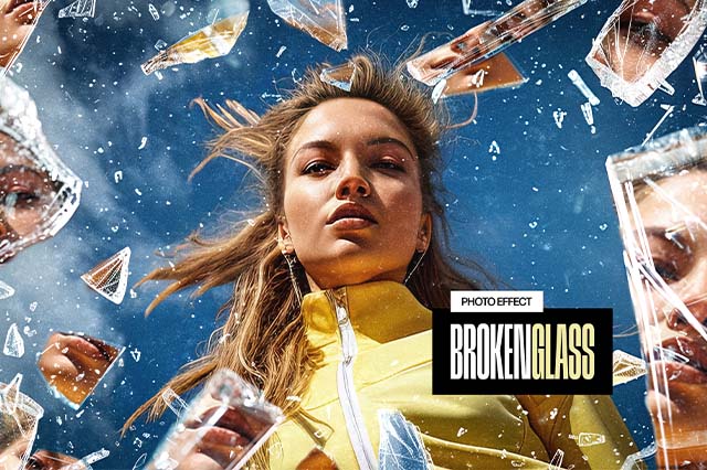 Broken Glass Fragments Photo Effect