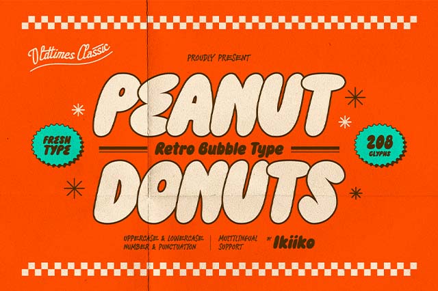 Peanut Donuts — Retro Bubble Font