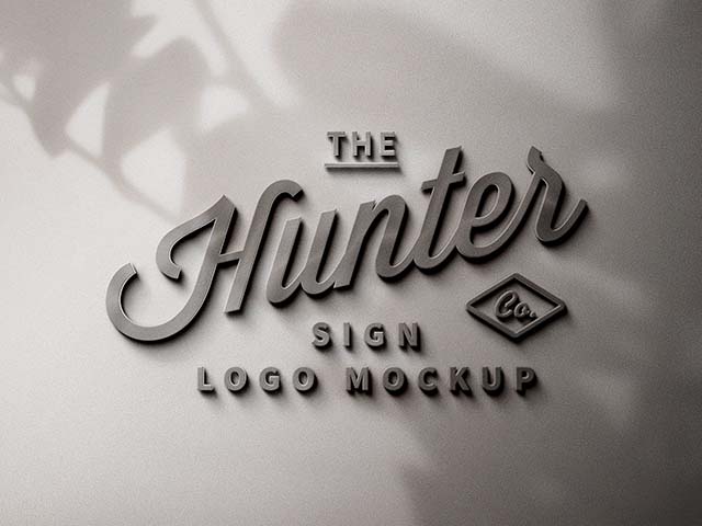 Sign Logo Mockup with Shadow Overlay