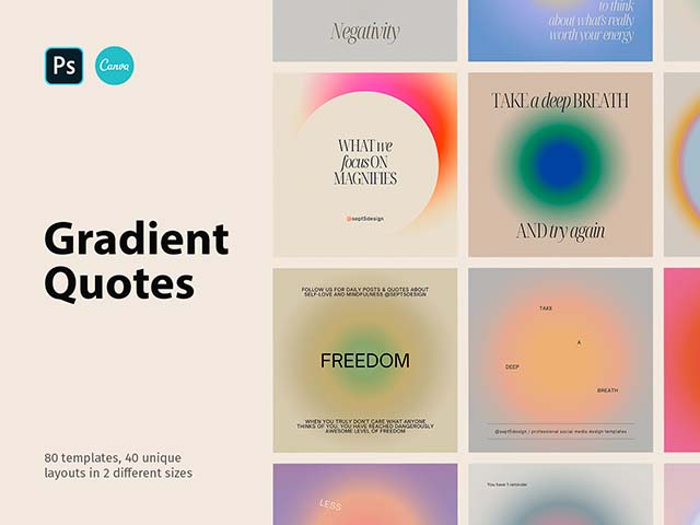 Instagram Gradient Quotes for Canva & PS