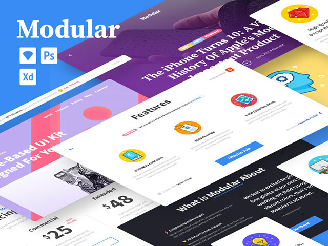 Modular web UI templates for Sketch, Photoshop and Experience Design