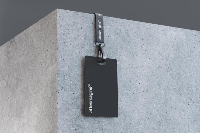 Hanging ID Card Mockup — Concrete Wall Backdrop