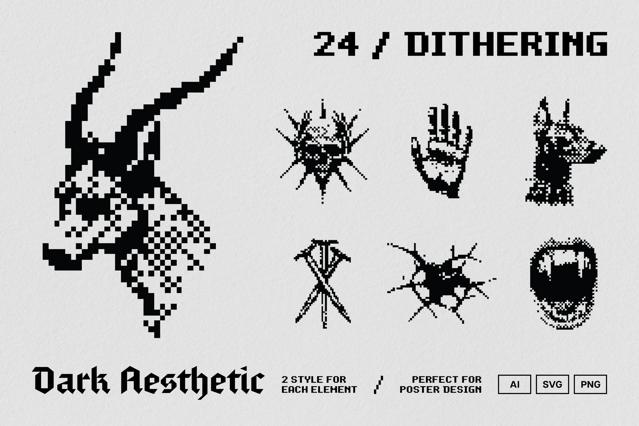 Dark Aesthetic Dithering Graphic Pack Vol.1