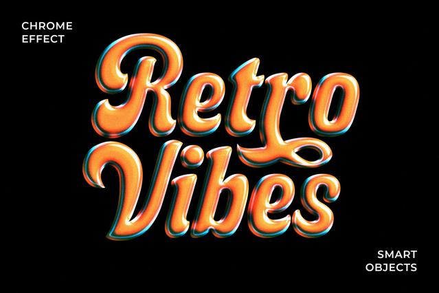 Retro Chrome Text & Logo Effect